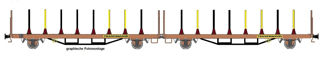 NPE NW 22208 - H0 - Flachwagen-Doppeleinheit der Bauart Laas 1 der DB ...